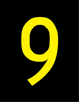 Reflective Numbers & Letters, Series 5900 25mm - Yellow/Black