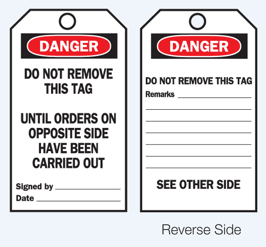 Lockout Tags - Danger Do Not Remove This Tag - Reverse Side #3
