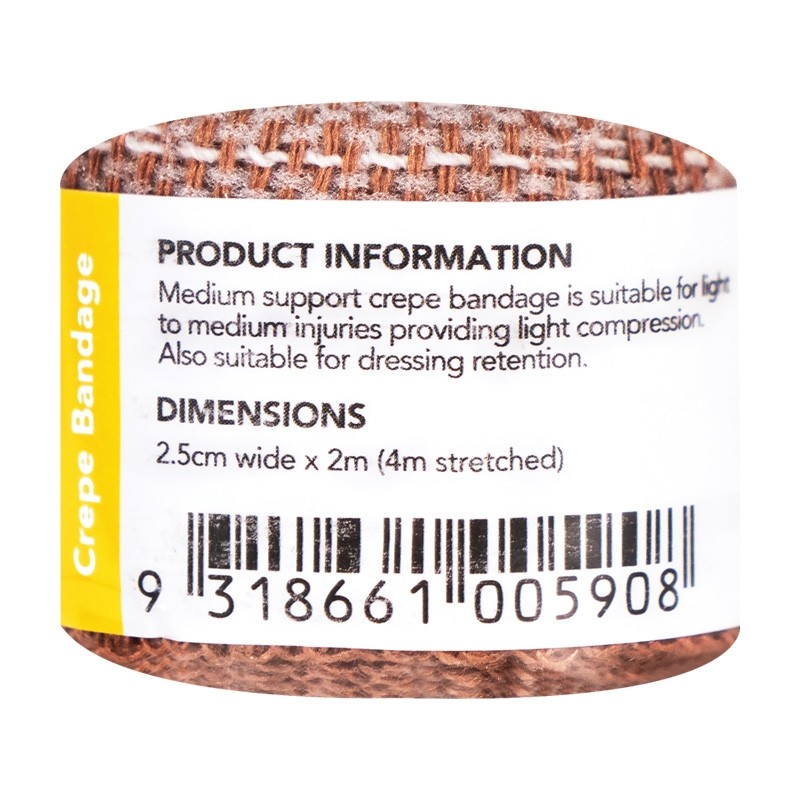 First Aiders Choice Medium Support Crepe Bandage, 2.5cm (W)