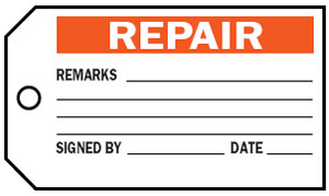 Material Control Tags - Repairs 76 x 146mm Pk25