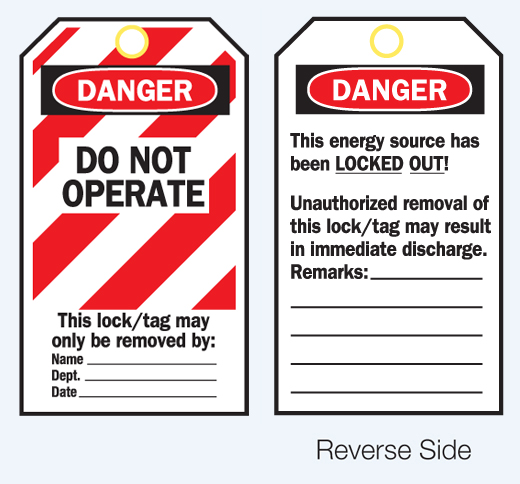 Lockout Tags- Danger Do Not Operate - Reverse Side #1 - Striped