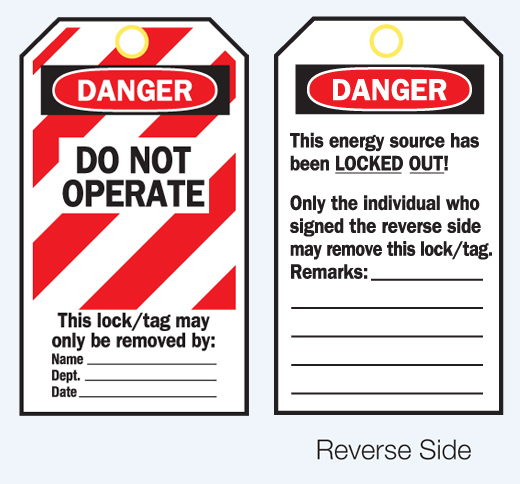 Lockout Tags- Danger Do Not Operate - Reverse Side #2 - Striped