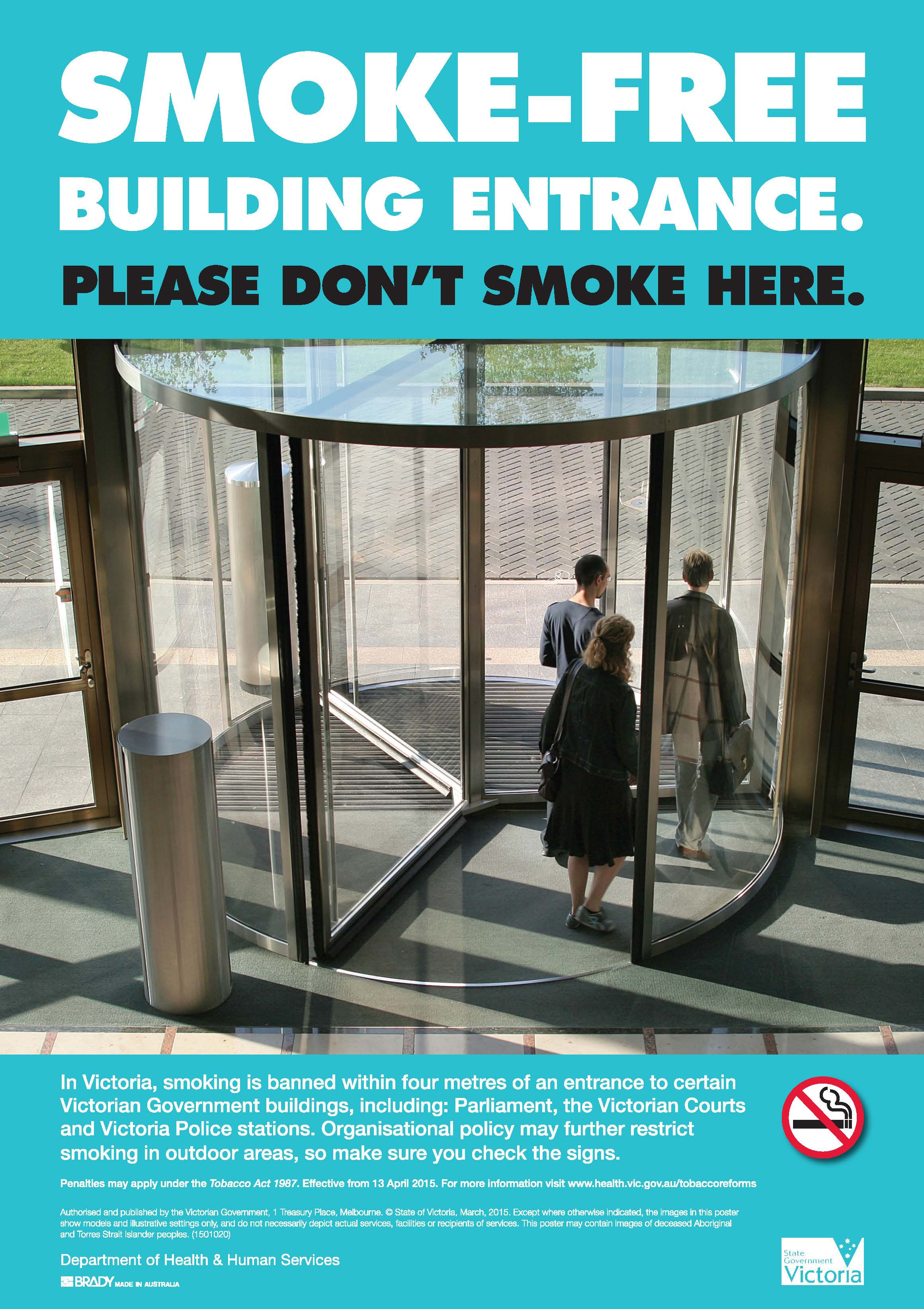 VIC STATE SMOKE FREE BUILDING ENTRANCE A2 POSTER